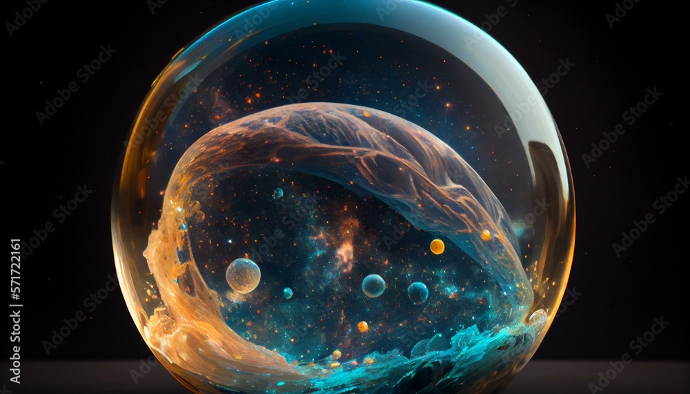 galaxy stored in a glass sphere, High Contrast, Glowing Edges, VFX AI ...