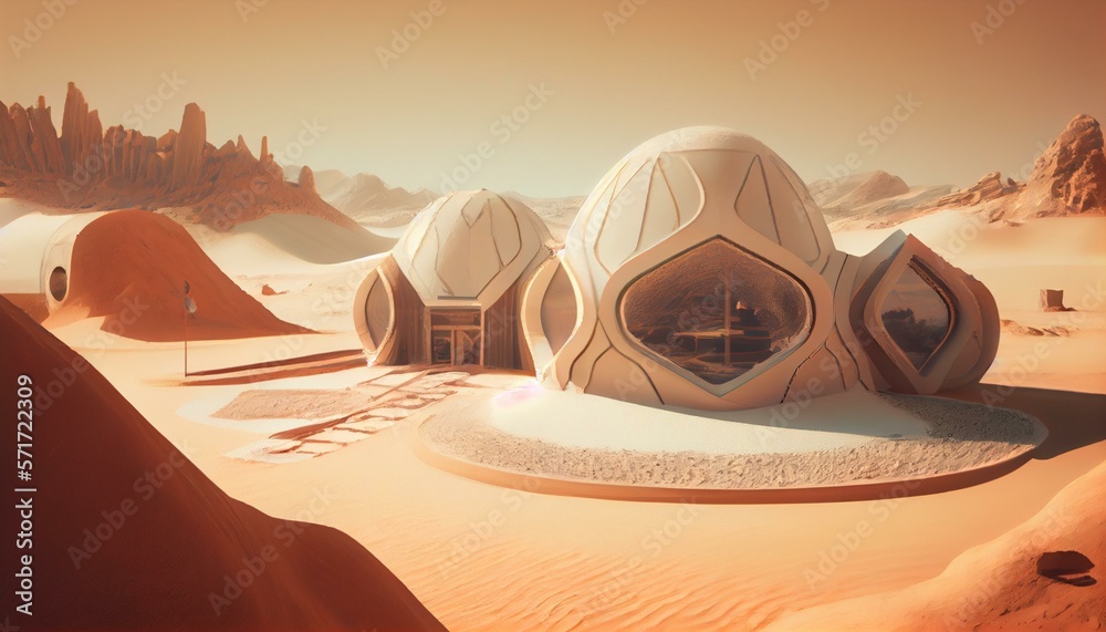 space colony on mars, freezing cold, Futurism, volumetric Light, VFX AI ...