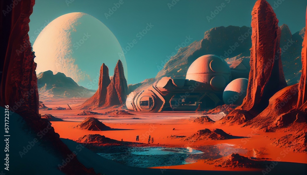 space colony on mars, freezing cold, Futurism, volumetric Light, VFX AI ...