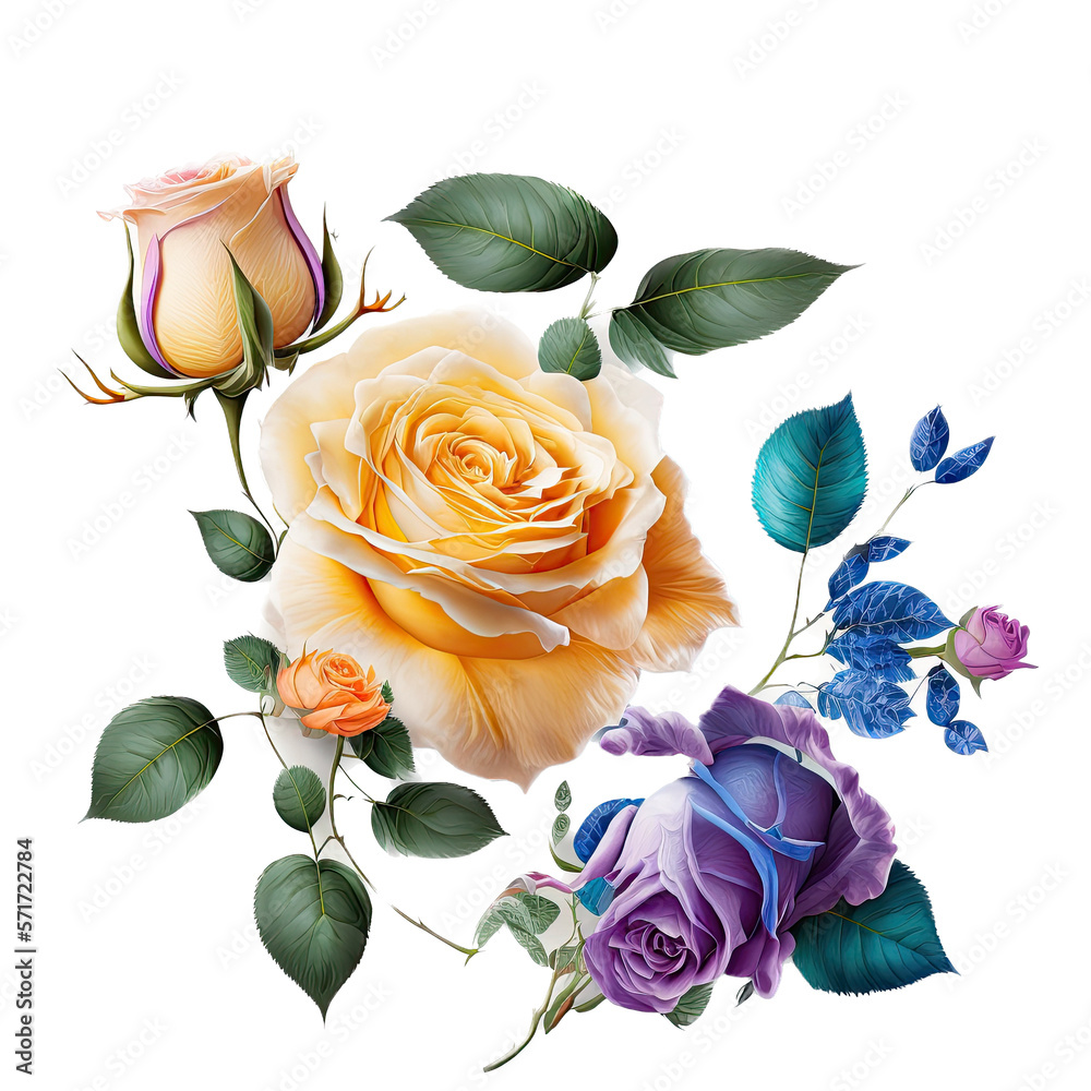 red, orange, white, colorful blooming wild rose High-Resolution Digital ...