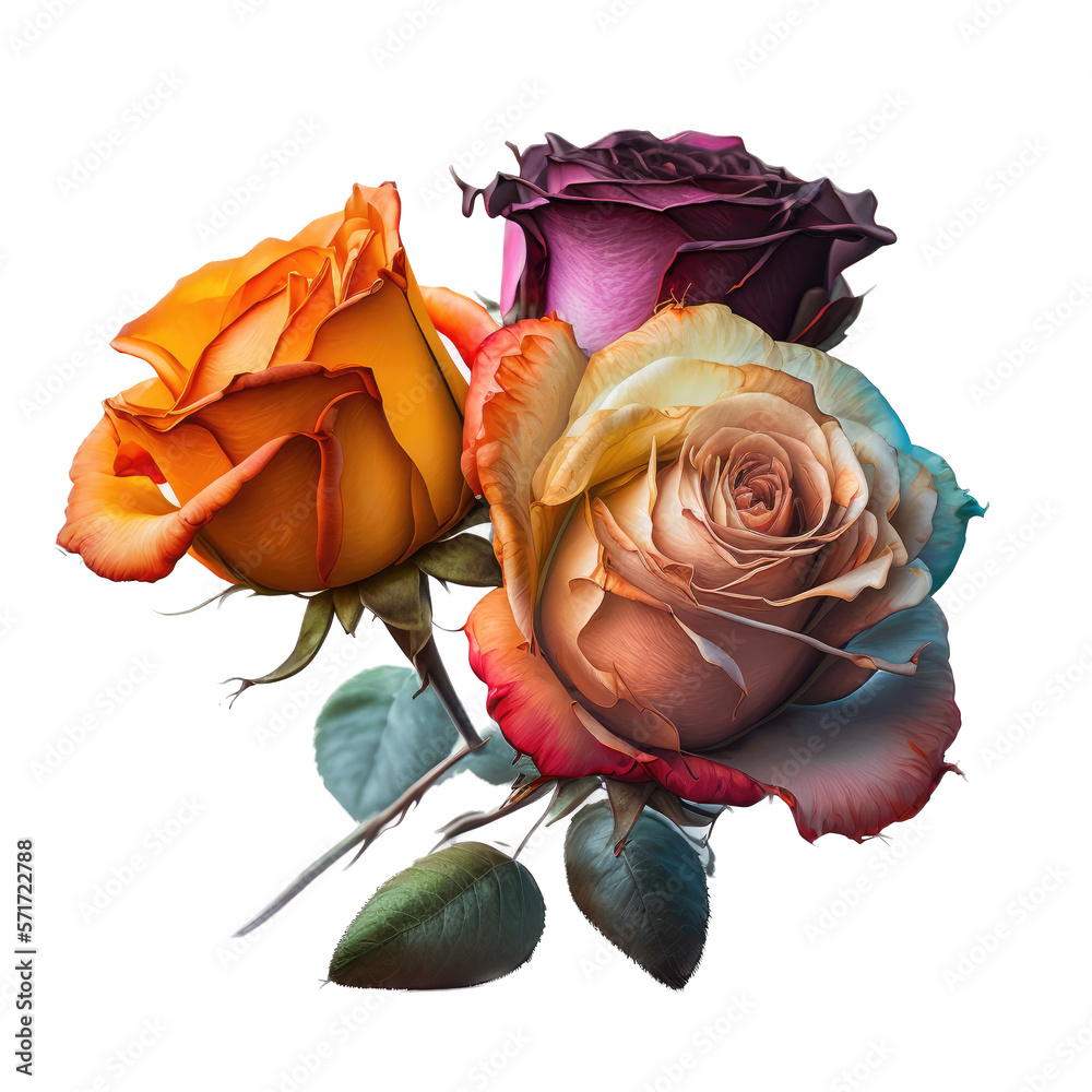 red, orange, white, colorful blooming wild rose High-Resolution Digital ...