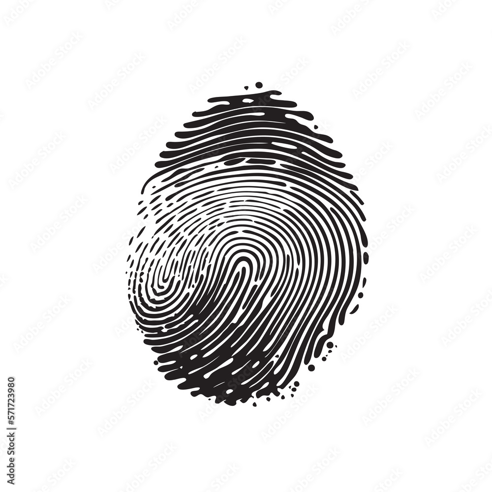 Fingerprint Icon, Finger Print Identity Symbol, Grunge Thumbprint Sign ...
