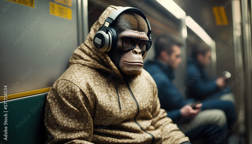 Monkey ape in the subway. sketch art for artist creativity and ...