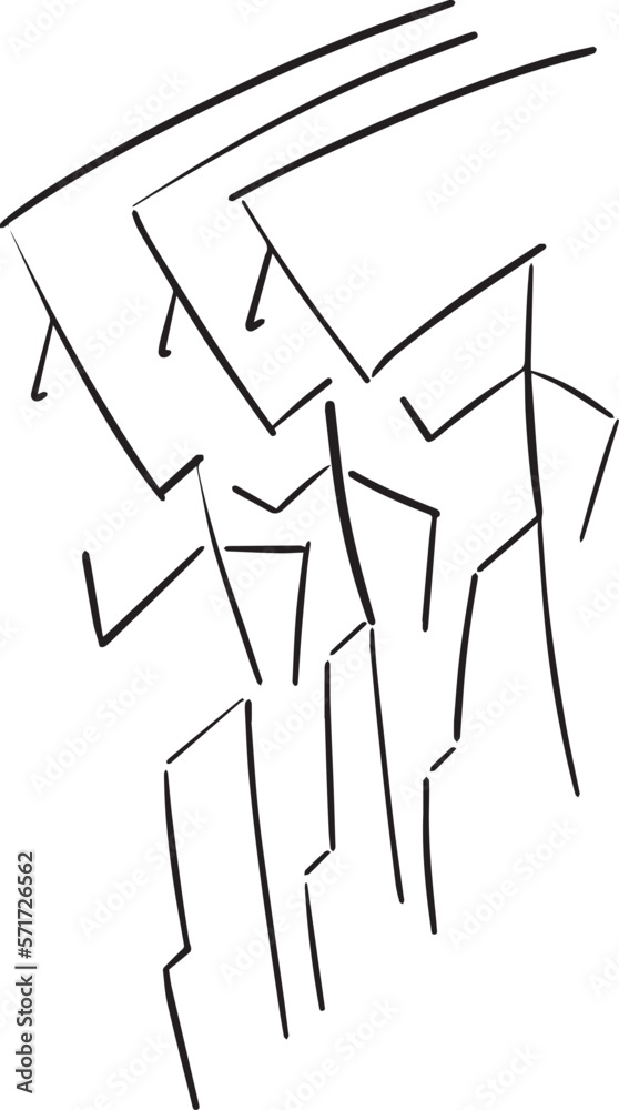 Sketch of three people. People are running outline sketch. People ...