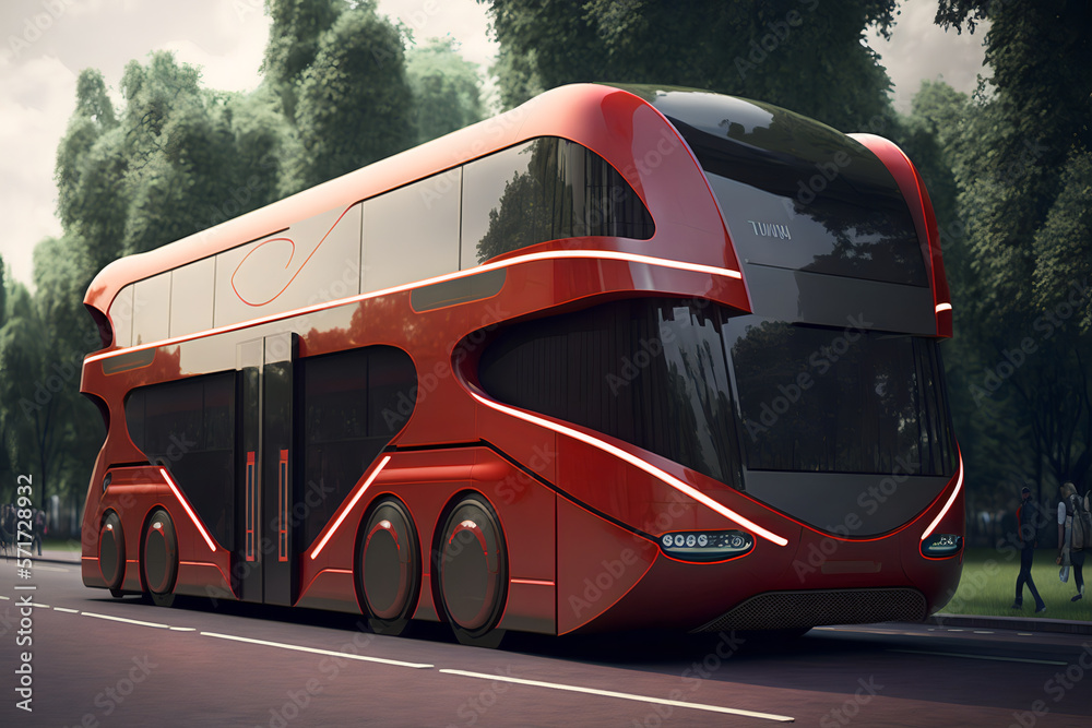 Experience the future of public transportation with this sleek and modern bus concept inspired ...