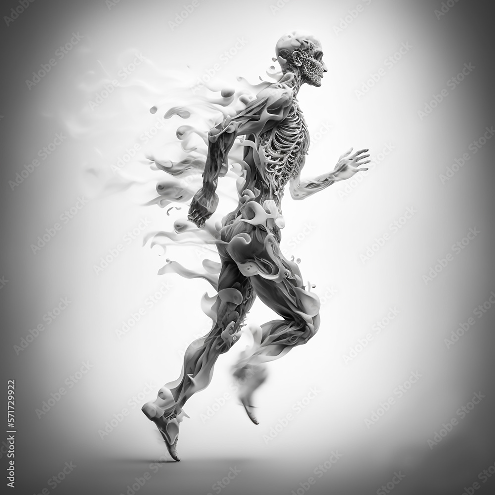 Running Man, Greyscale, Fire, Muscular, Health, Wellness, Strength ...