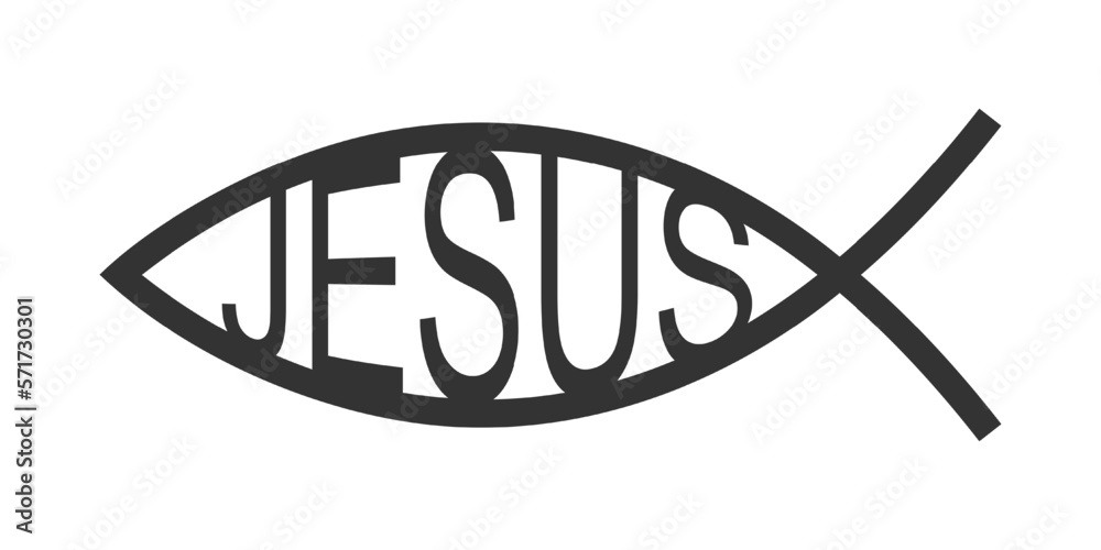 Jesus fish. Ichthys icon. Bible symbol. Secret shibboleth in Christian ...