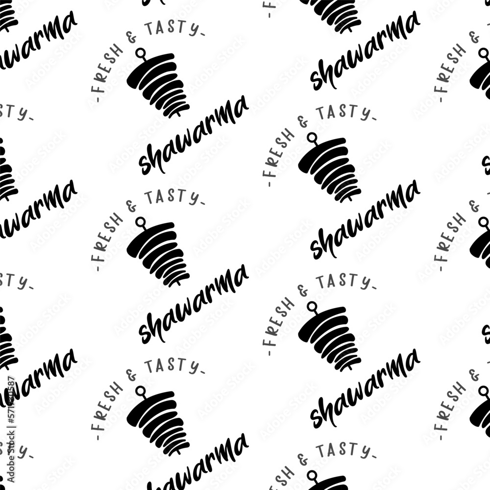 Shawarma Kebab logo pattern fast food. Seamless pattern. Concept of ...