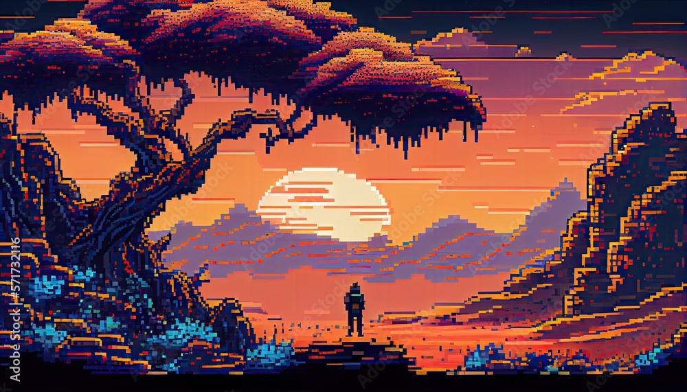 Fantasy 8 Bit Pixel Art, Game Concept, Generative AI technology Stock ...