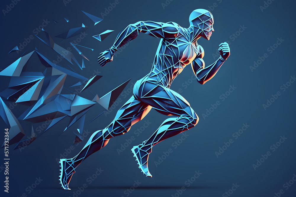 Abstract running man created with generative AI technology Stock ...