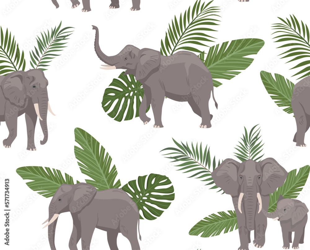 Vettoriale Stock Elephant seamless pattern. Repeating element for ...