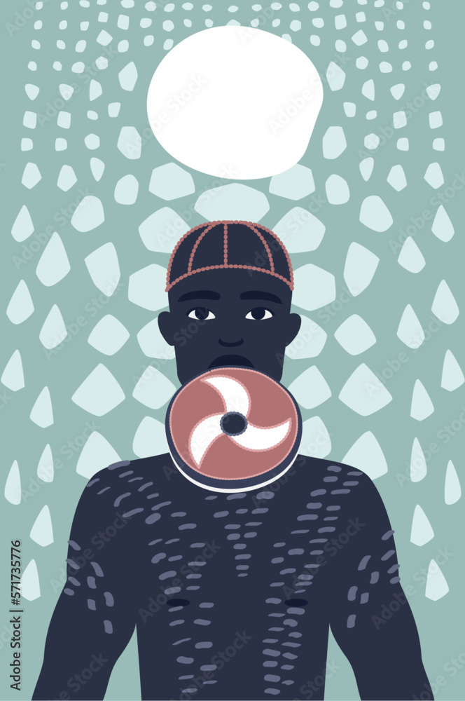 African man with tribal ornaments. Afro culture and people dressing ...