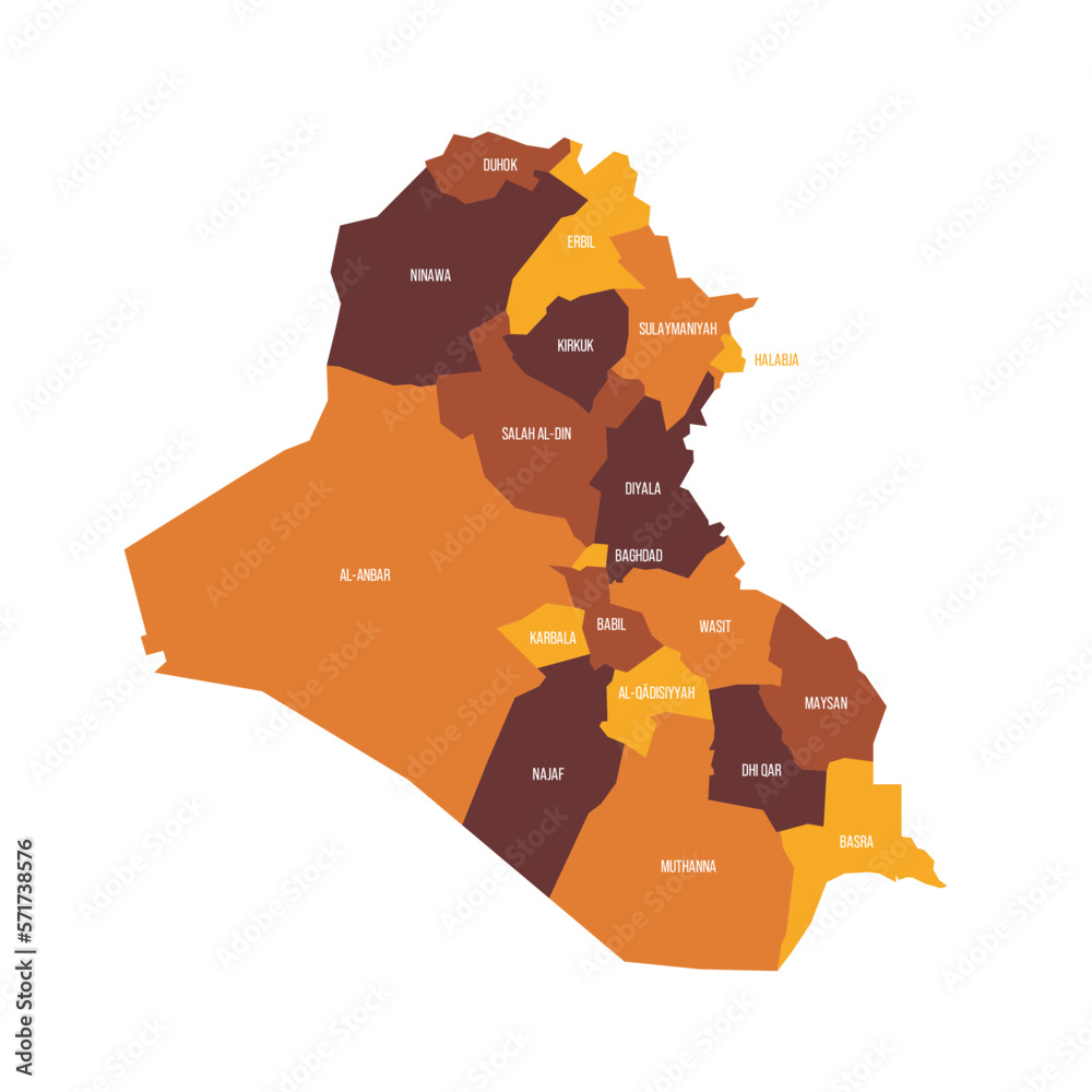 Iraq political map of administrative divisions - governorates and ...