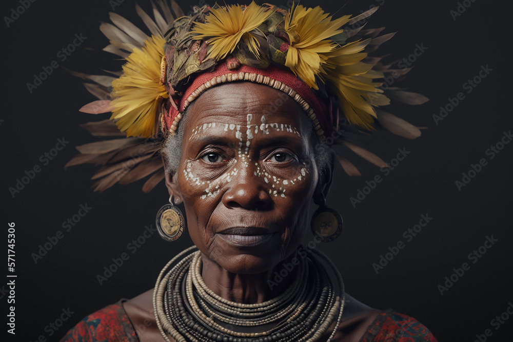 Portrait of Huli Wigmen tribe woman from Papua New Guinea. Ai generated ...