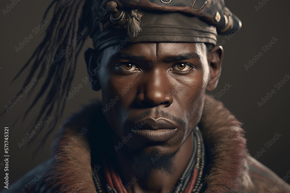 Portrait of man from Himba herder tribe in Namibia. Ai generated art ...