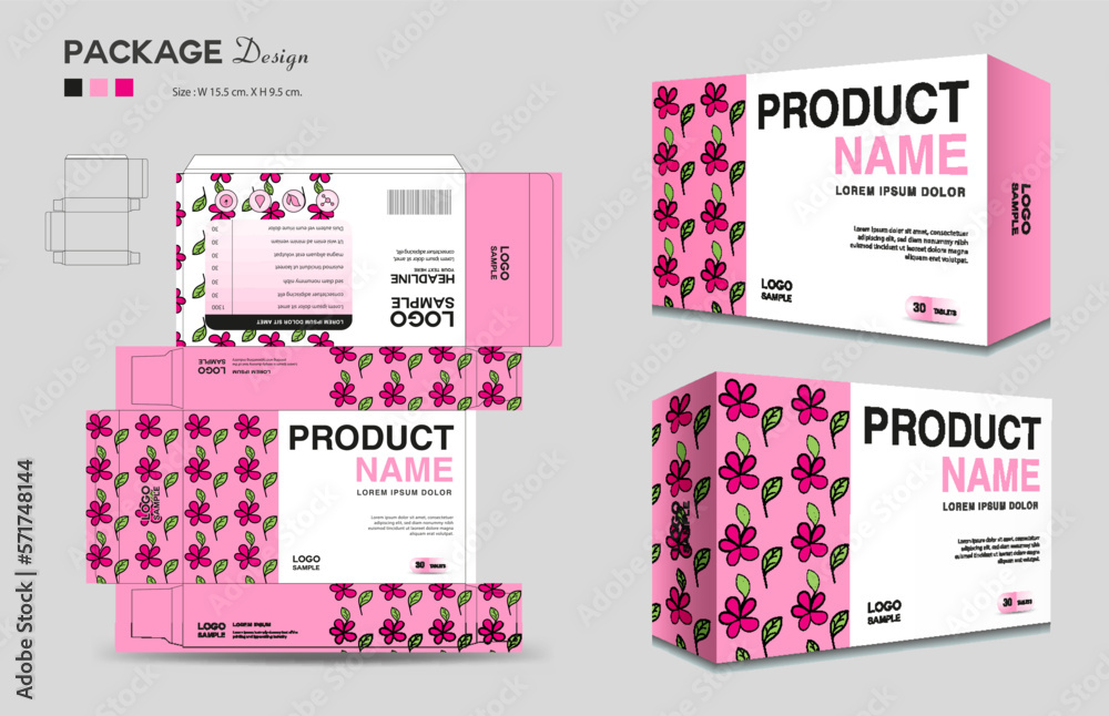 Cosmetic box design, Supplements box template, Package design template ...