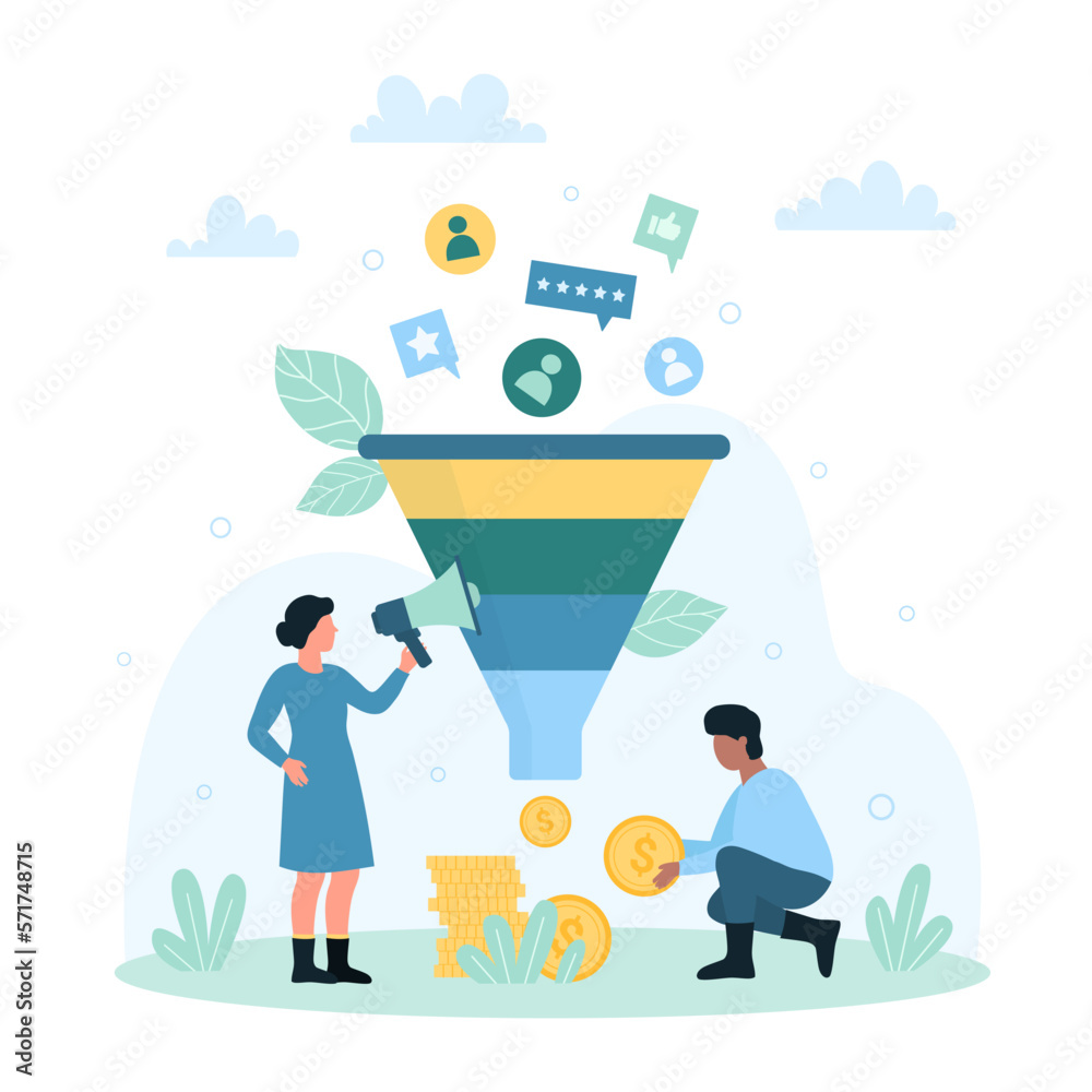 Marketing funnel, sales generation and conversion process vector ...