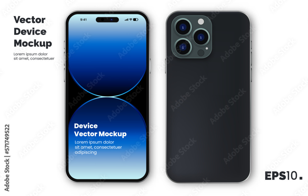High quality realistic 3d phone mockup with isolated background. front ...