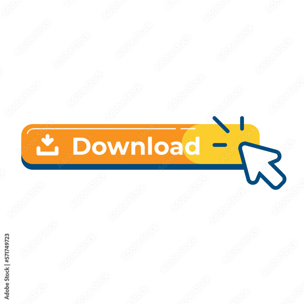 click button to download flat design isolated stock vector eps10 Stock ...