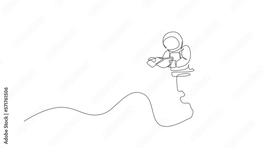 Animated self drawing of continuous line draw floating science ...