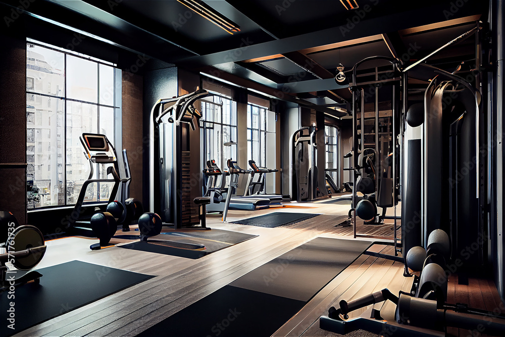 Luxury sports club interior ideal for fitness backgrounds, generative ...