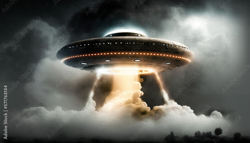 Mystery from the Skies: A Futuristic Alien UFO Spaceship Illustration ...