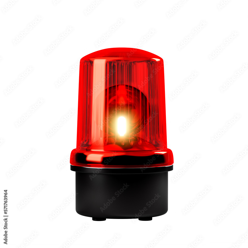 Red siren emergency warning light with black base that are currently on ...