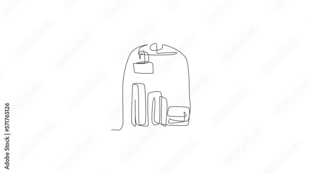Vidéo Stock Animation of one single line drawing of luggage trolley in ...