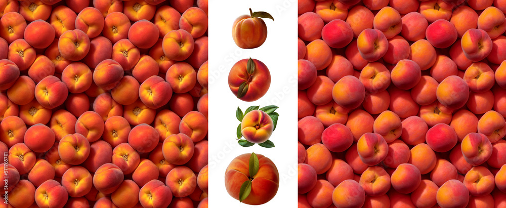 Two seamless texture patterns orange-red peaches. Plus some individual ...