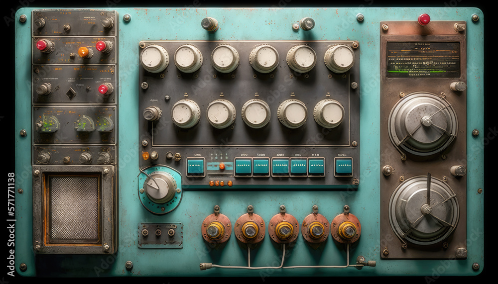 Vintage Equipment Control Panel. Generative AI Stock Illustration ...
