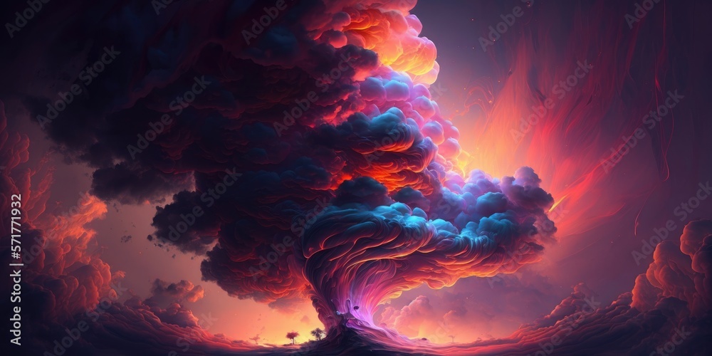 Intense apocalyptic clouds from chemical burning toxic materials ...