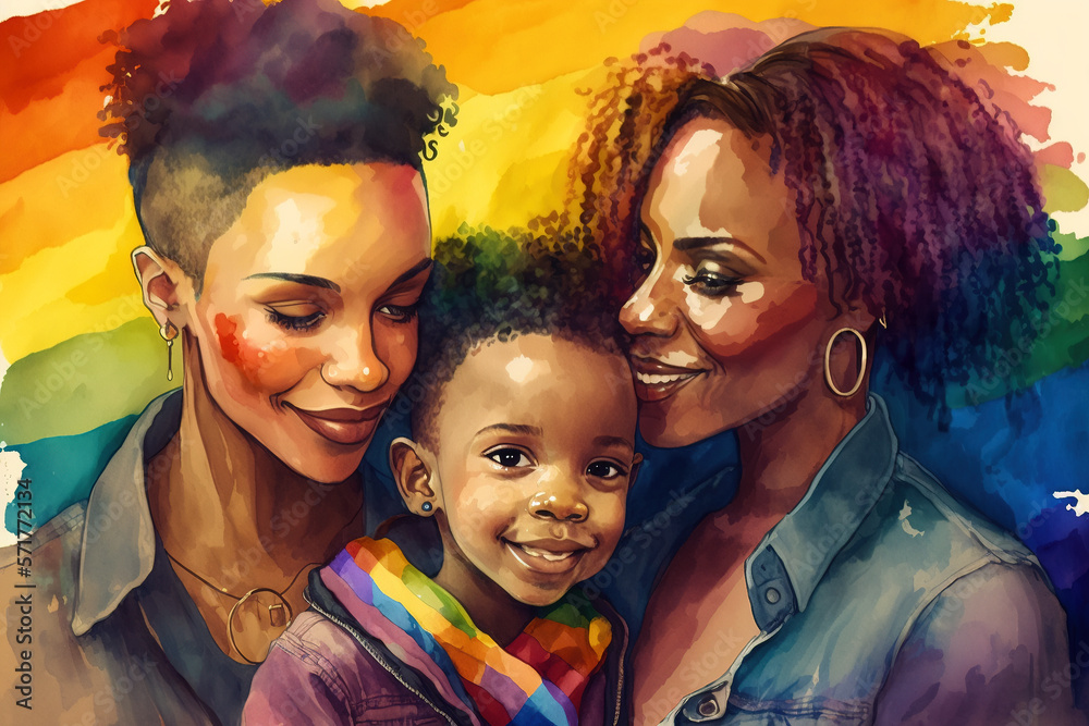 Watercolor illustration about LGBTQ celebration equal love on Valentine ...