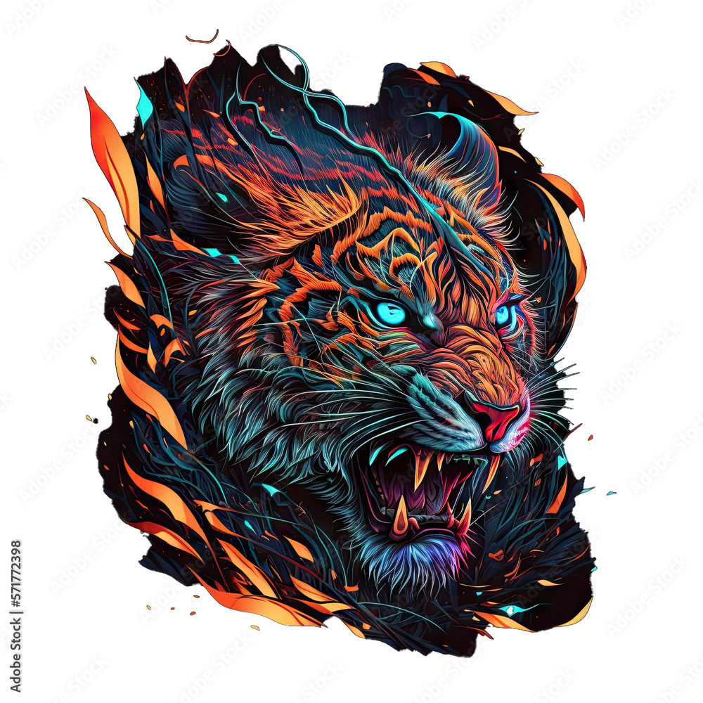 Epic, Unique, and Artistic Tiger Animal Moscot Sports Team Logo T-Shirt ...