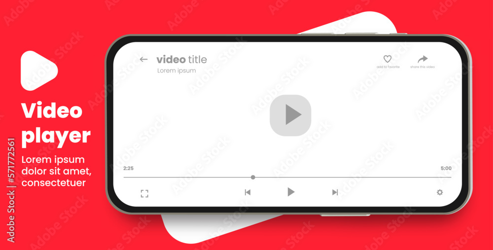 Mobile video player. vector Ui concept for video player app on mobile ...