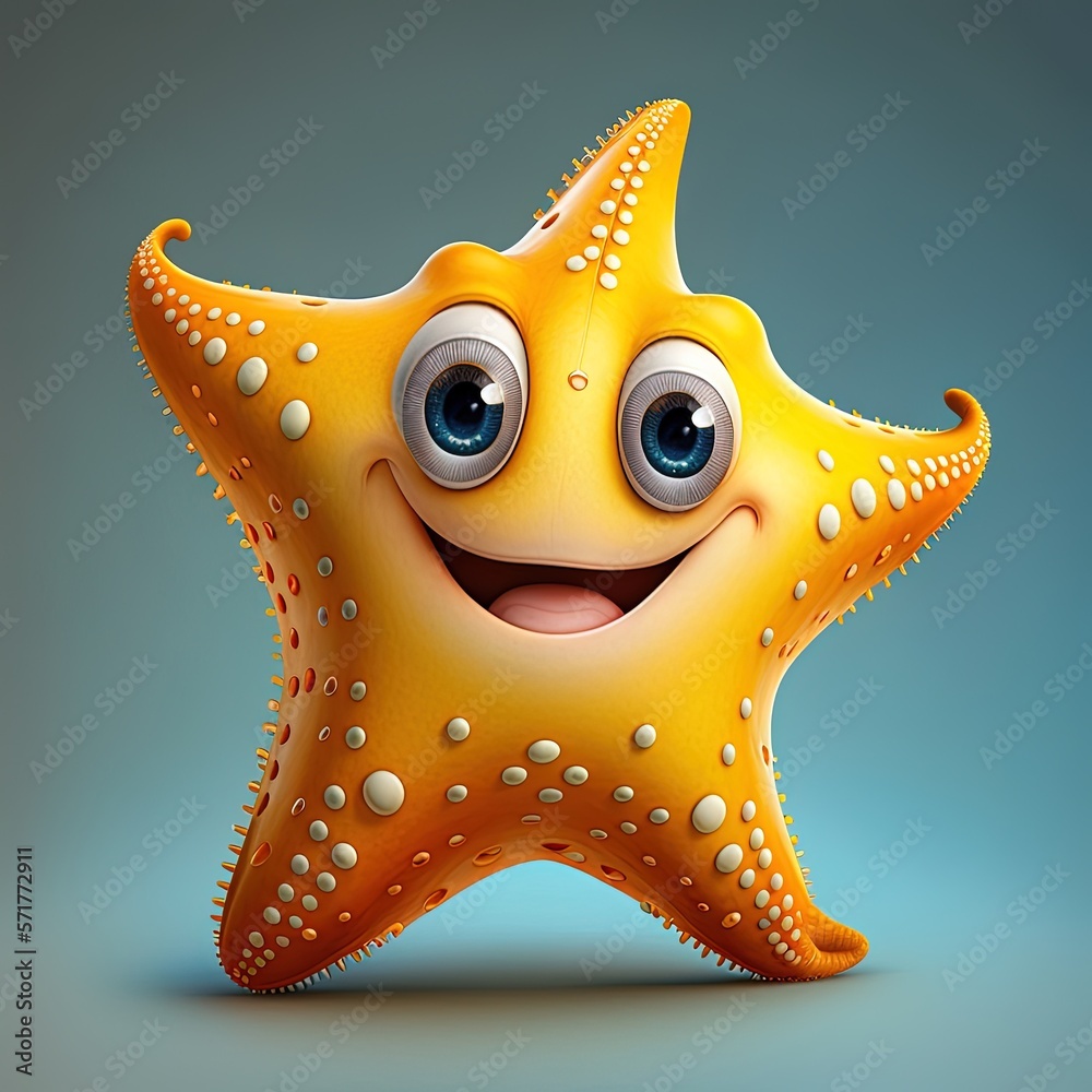 collection of happy, smiling, joyful cartoon style star fish characters ...