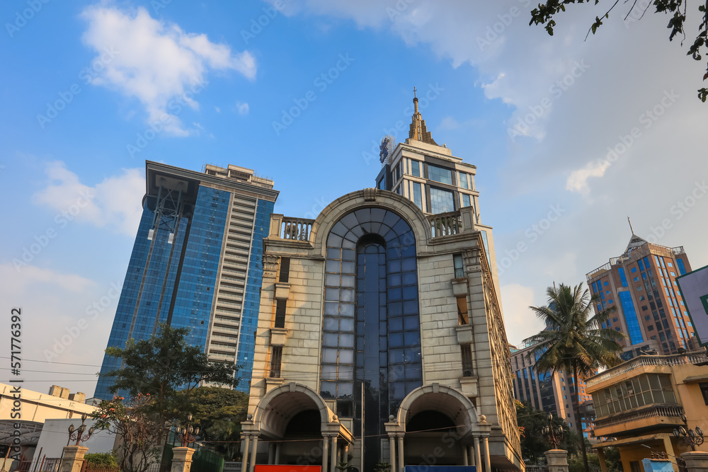 Modern buildings known as UB city in Bangalore city center, consists of ...