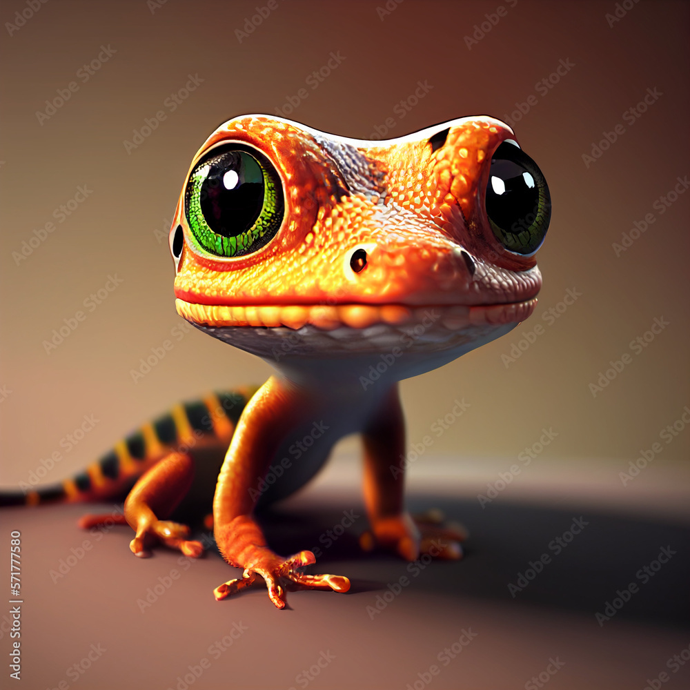 Cute gecko cartoon realistic Stock Illustration | Adobe Stock