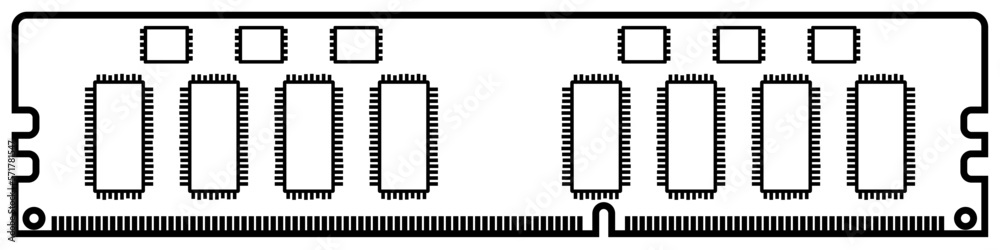 Outline RAM for desktop computer, memory stick isolated on white ...