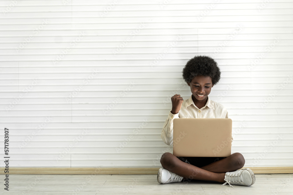Portrait of smile black african american cute student little boy child ...