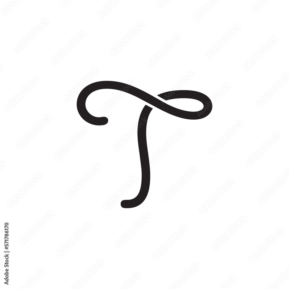 T letter rope knot logo concept design vector isolated on white ...