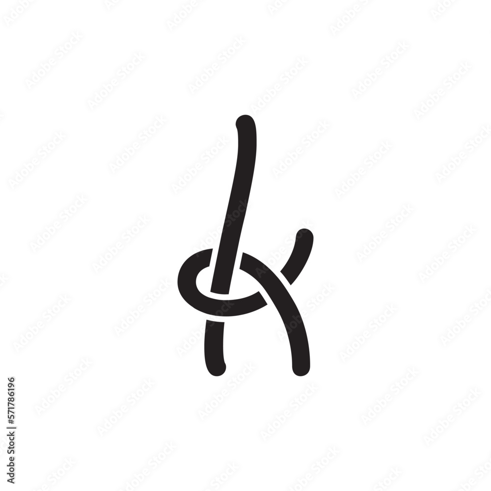 letter K rope knot logo concept design vector isolated on white ...