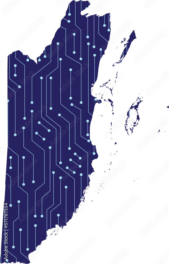 Map of Belize, network line,dot and structure on dark background with ...