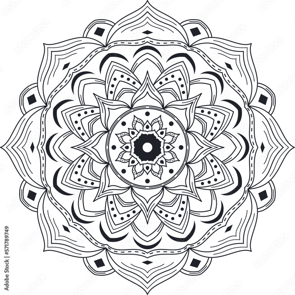 Mandala art geometric pattern for coloring Stock Vector | Adobe Stock