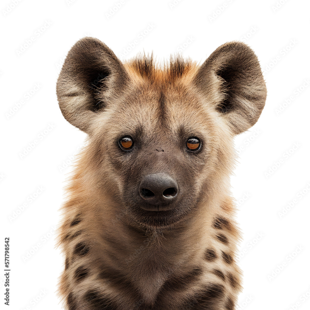 hyena face shot isolated on transparent background cutout Stock ...