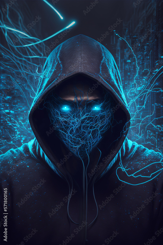 a person wearing a VR headset, cybersecurity, cyberpunk, hacking, VR ...