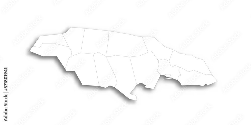 Jamaica political map of administrative divisions - parishes. Flat ...