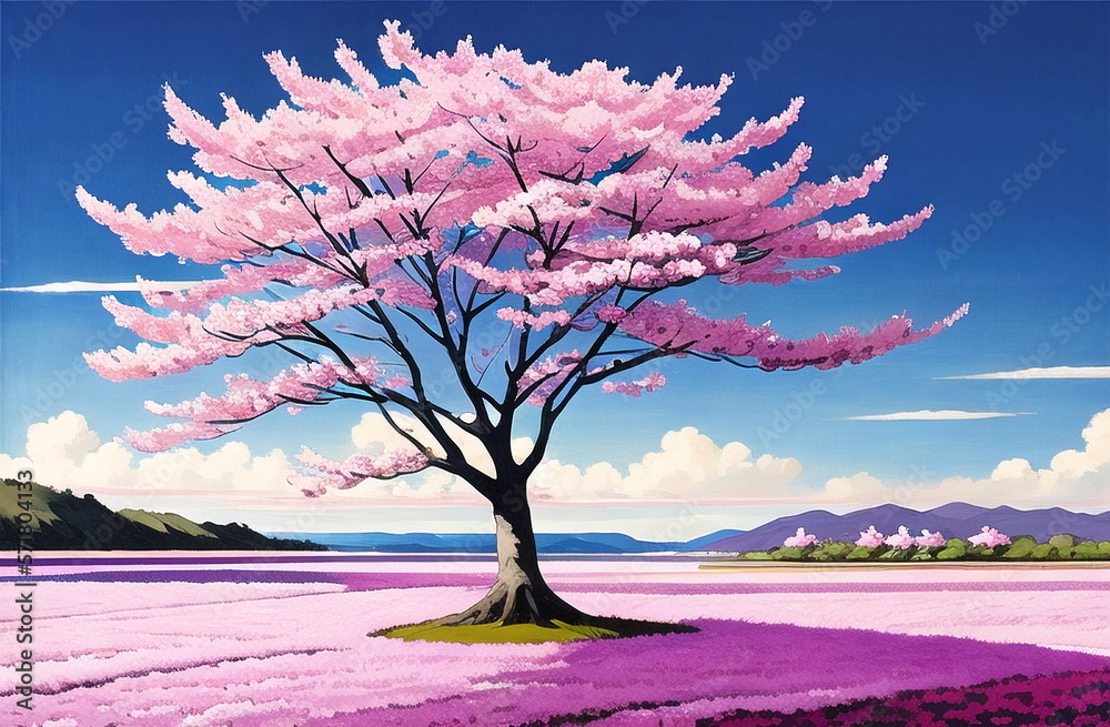 Sakura. Cherry blossoms in spring, Japan. Ai generated spring landscape ...