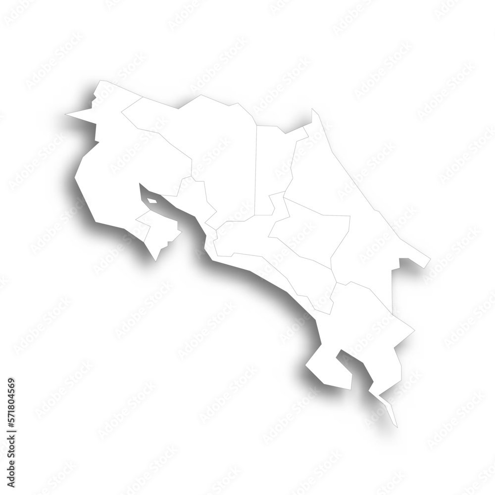 Costa Rica political map of administrative divisions - provinces. Flat ...