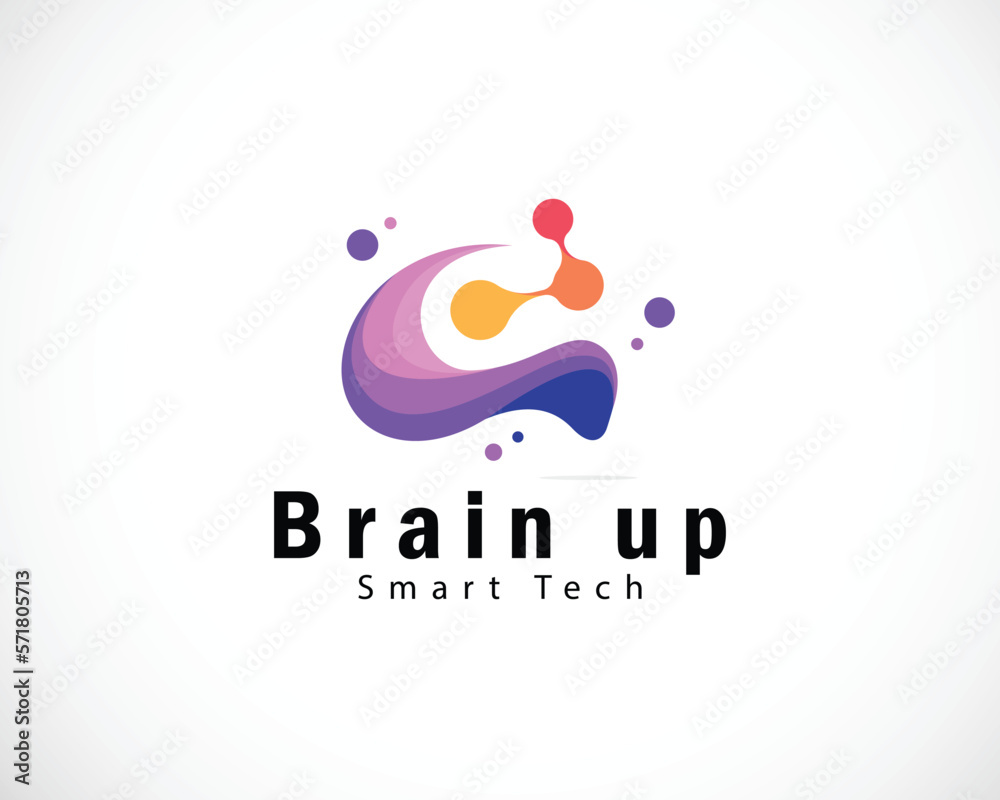 brain logo creative color connect lab molecule smart design concept ...
