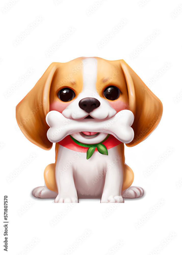 Cute Kawaii Chibi Beagle Dog Artwork. Ai Generated Illustration Stock ...